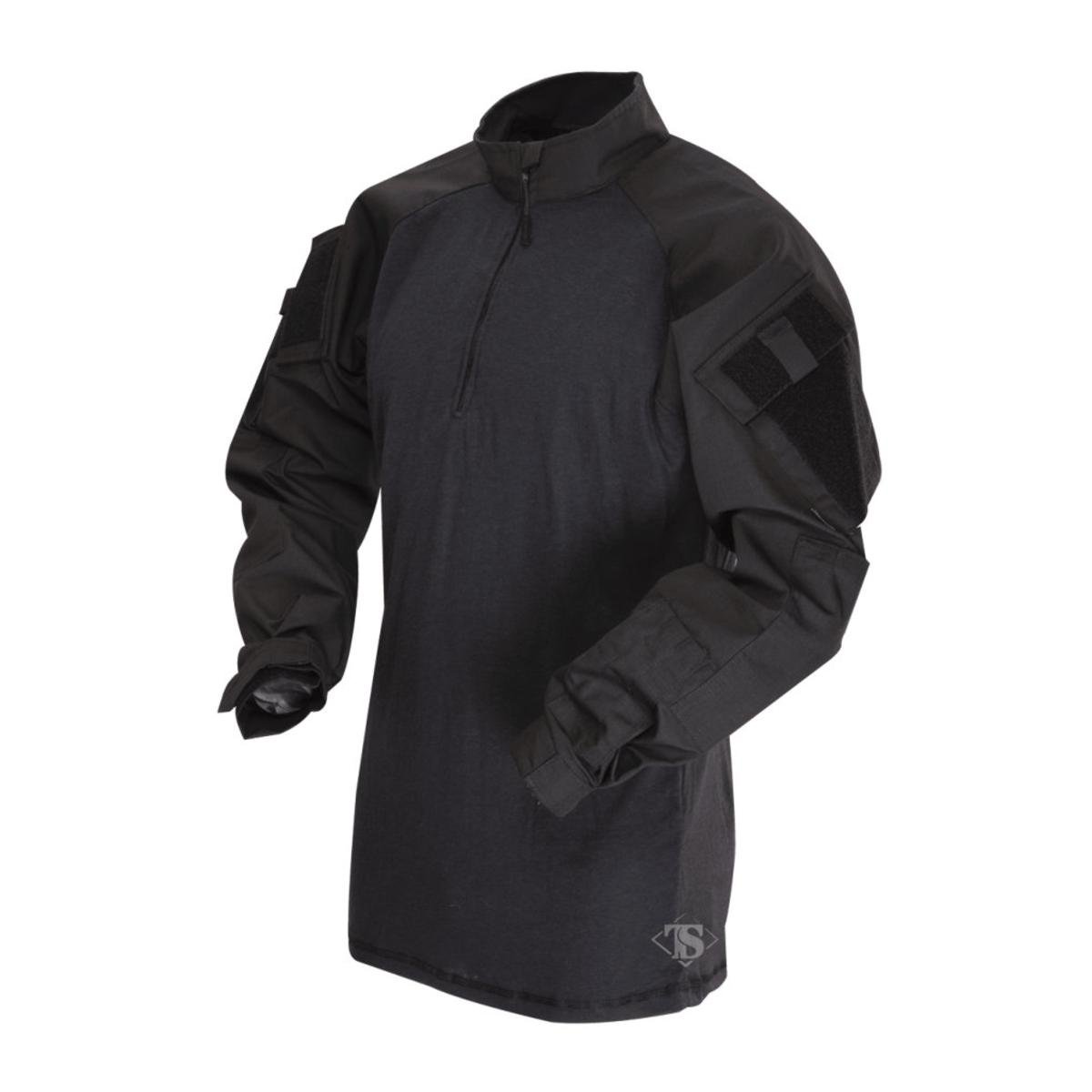 Tru-Spec Men's Regular T.R.U. 1/4 Zip Combat Shirt, Black/Black, Large
