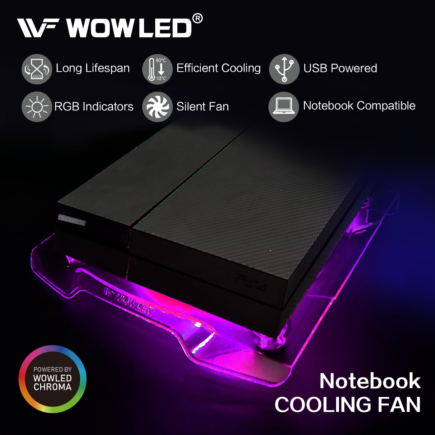 WFPOWER PS4 Fan Cooling Fan, USB RGB XBOX PS4 Cooling Station with Wireless Remote Controller, PlayStation 4 Mounts Stands PS4 Accessories for Gaming PS4 Console