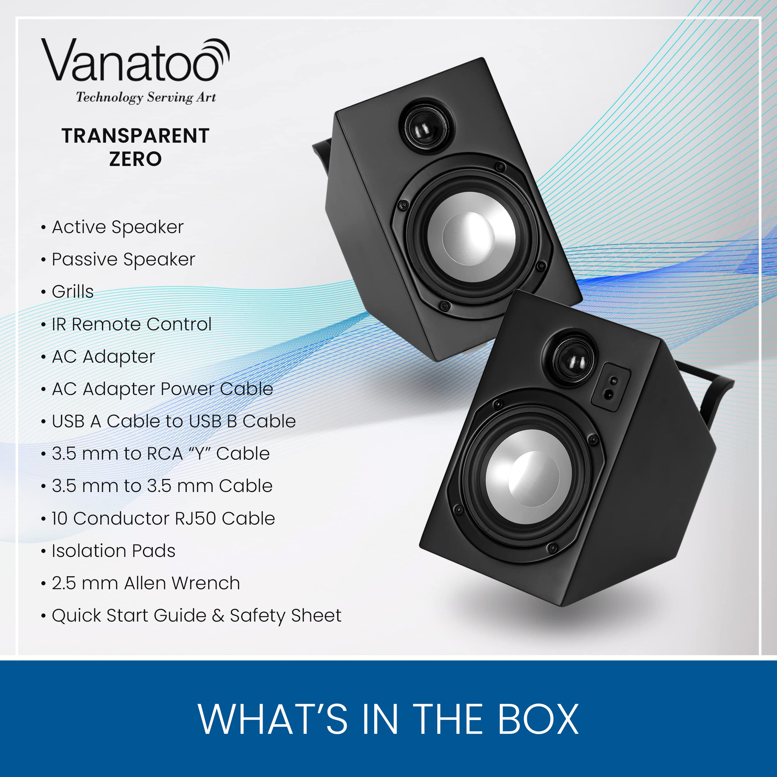 Vanatoo Transparent Zero Powered Speakers - Bluetooth Speakers - Speakers AUX, USB, Optical, Analog - Computer Speakers - TV Speakers - Gaming Speakers - Black, Set of 2