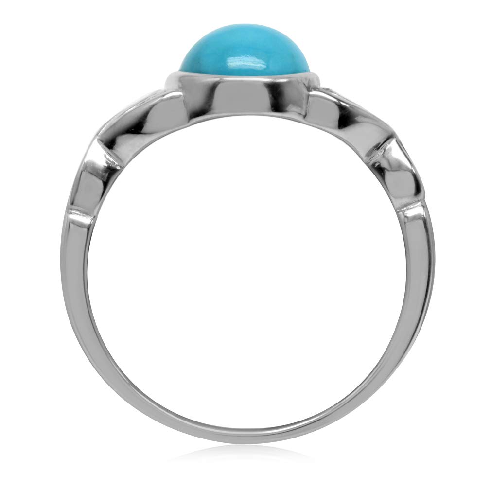 Silvershake 7mm Genuine Arizona American Turquoise 925 Sterling Silver Victorian Style Solitaire Ring Jewelry for Women Size 7