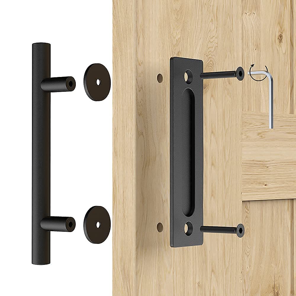WINSOON 7.5FT Single Wood Sliding Barn Door Hardware Kit with 1pc Barn Door Handle Set