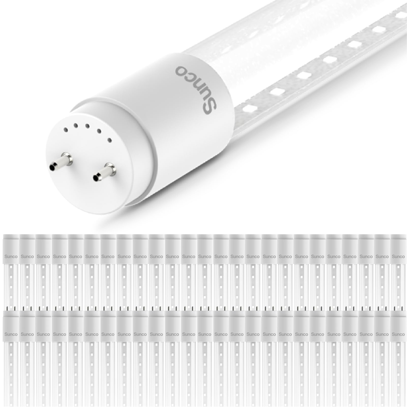 Sunco 12 Pack T8 LED 4FT Tube Light Bulbs Ballast Bypass Fluorescent Replacement, 6000K Daylight Deluxe, 18W, Clear Cover, Retrofit, Single Ended Power (SEP), Commercial Grade β UL