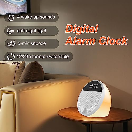 White Noise Machine with 18 Soothing Sounds, Digital Alarm Clock, 8 Light Colors and Timer Options,Sound Machine for Babies and Kids, Noise Machine for Better Sleep and Relaxation
