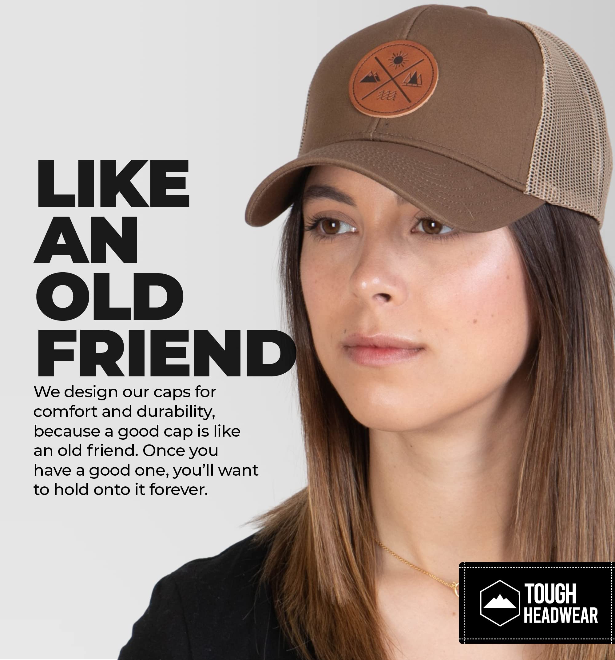 Tough Headwear Hats for Men - Trucker Hat Men - Mesh Hats for Men - Snap Back Hats for Men - Trucker Caps Embroidered & Badge