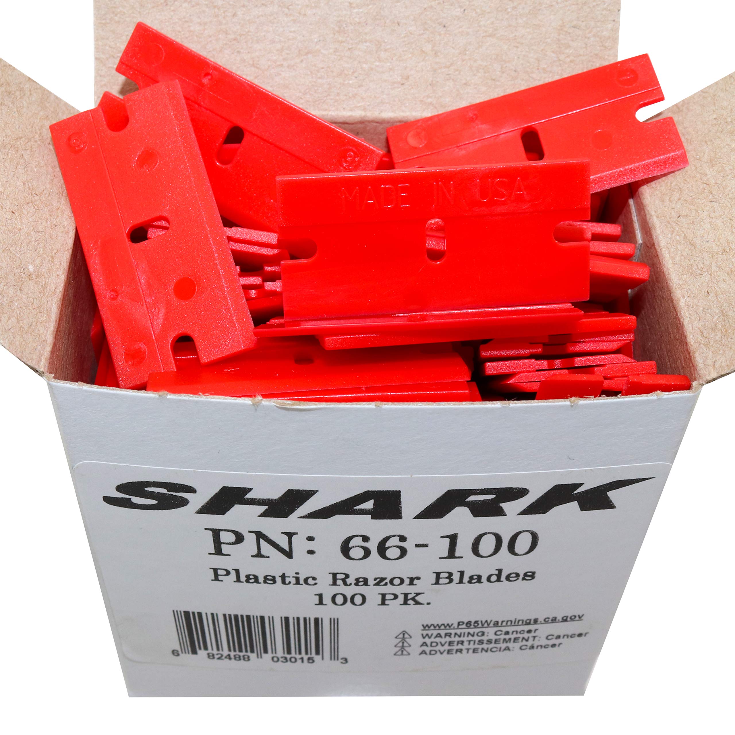 Shark Industries PN-66-100 Plastic Razor Scraper Blades, Removes Paint, Adhesives & Decals Without Damaging Surfaces (100 Plastic Blades)