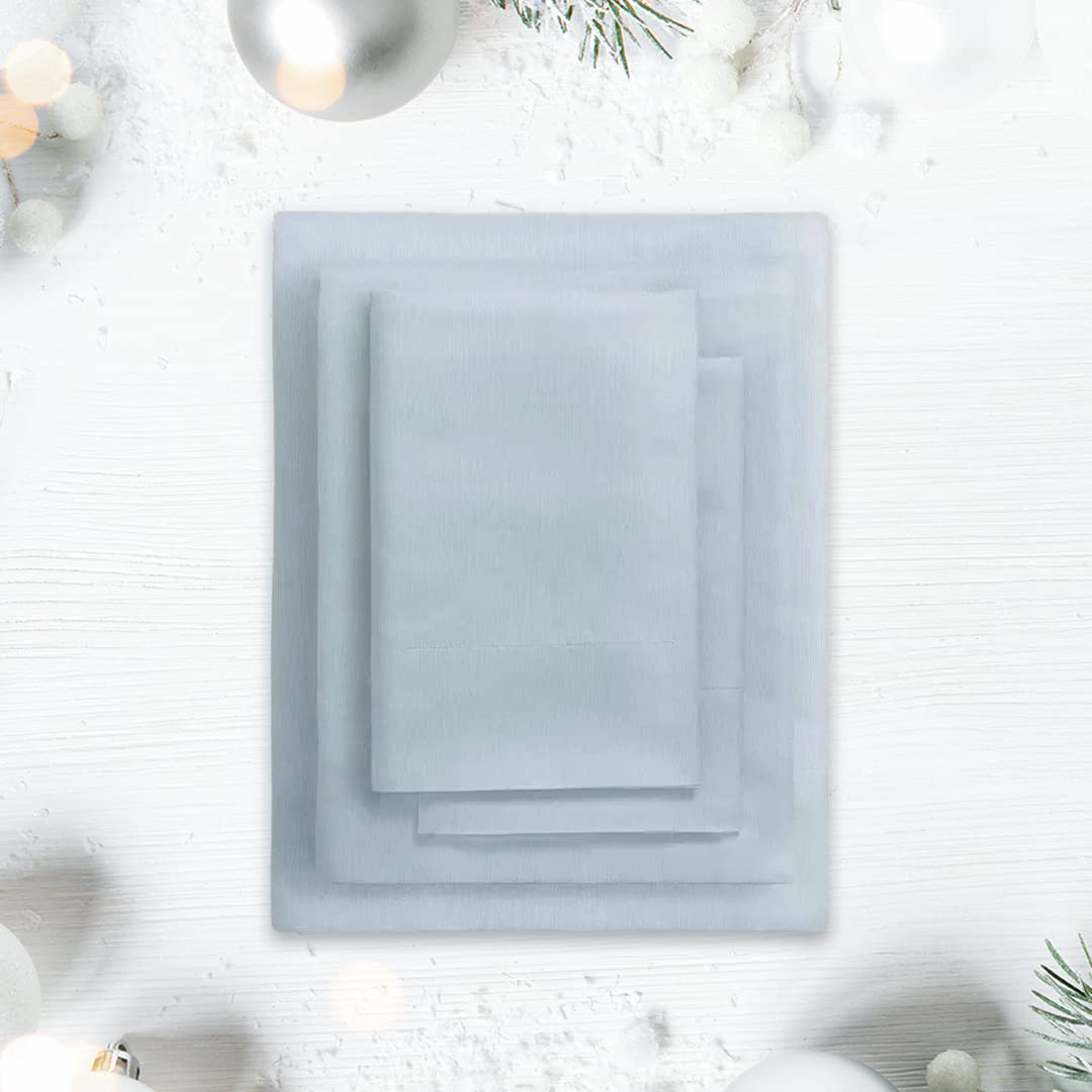 Silvon Silver Infused Bed Sheets Set | Woven with Pure Silver and Premium Breathable Supima Cotton | Acne-Fighting, Cooling & Silk-Soft (Queen, Sky/Blue)
