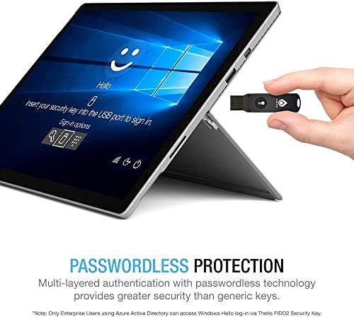 Thetis Security Key - U2F and FIDO2, USB A, Two Factor Authenticator with Bluetooth, Multi-Layered Authentication Protection HOTP U2F Compatible Windows, MacOS, Gmail, Linux - Black