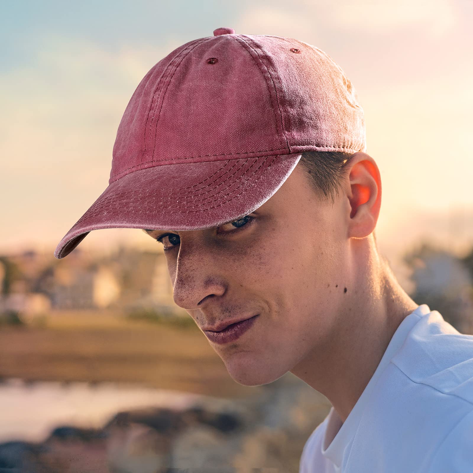 Vgogfly Distressed Baseball Cap for Men Women Vintage Washed Distressed Baseball Hat Unisex Sports Cap Yellow