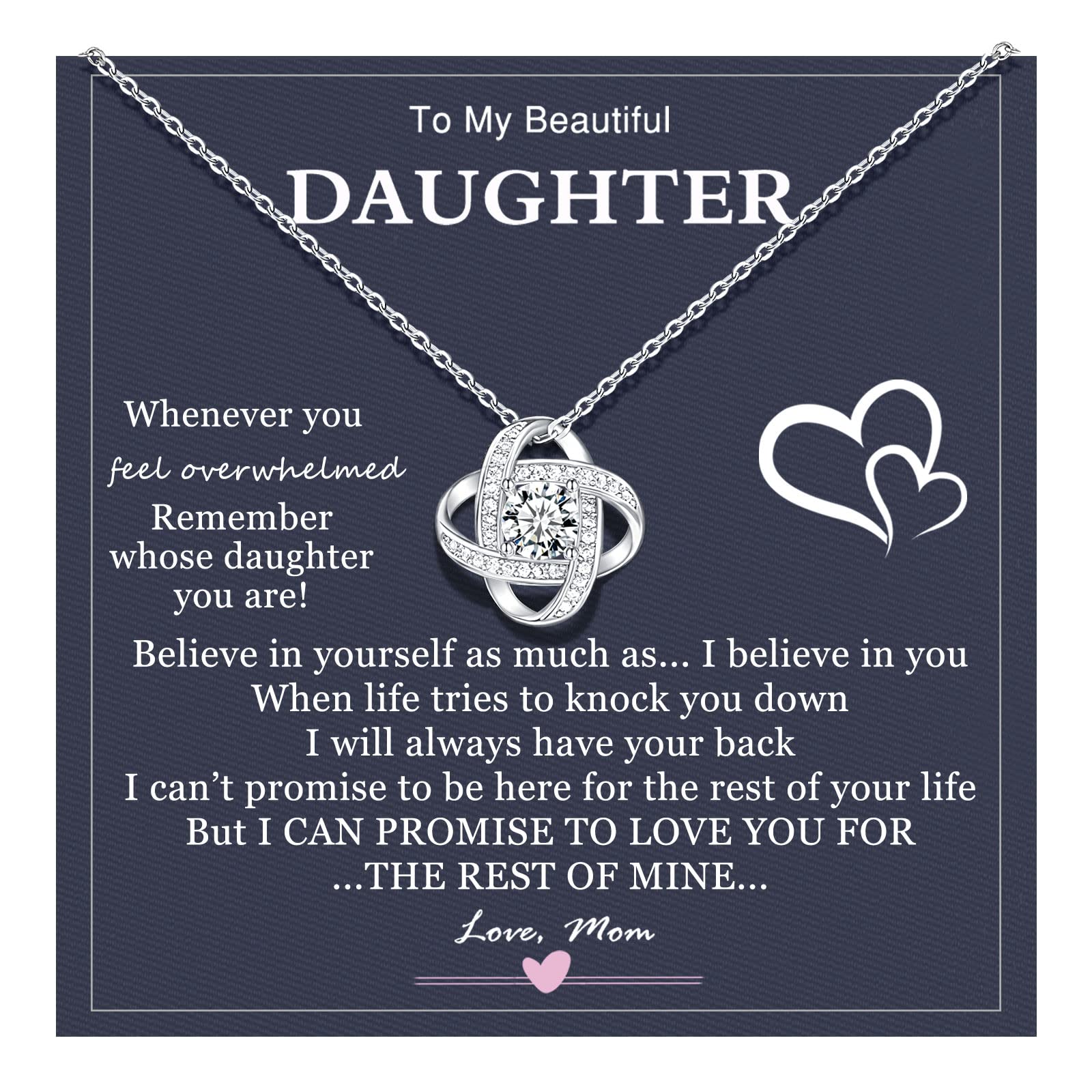 UNGENT THEM To My Daughter Necklace Gifts from Mom Birthday Wedding Christmas Valentines Day Mothers Day Gifts for Daughter