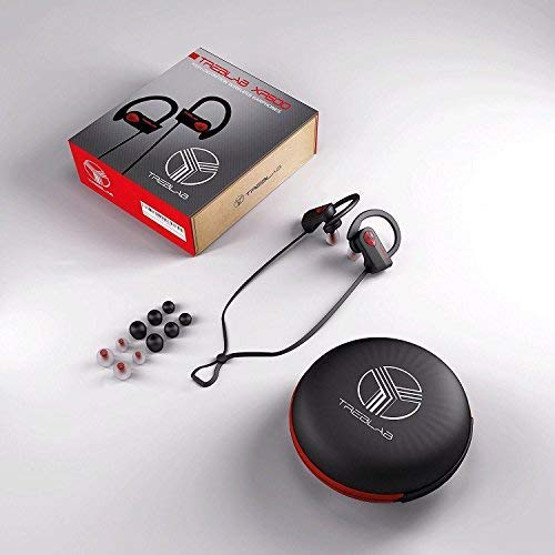 TREBLAB XR500 Bluetooth Headphones. 2018 Updated Version. IPX7 Waterproof, Sweatproof, Secure-Fit Headset. Noise Cancelling Earphones w/ Mic (Renewed)