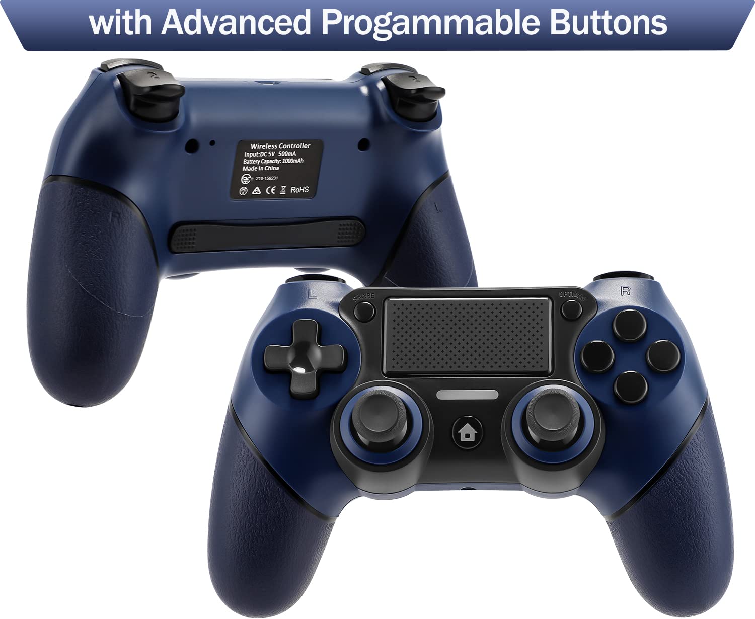 Siomeoar Ps4 Controller Compatible with Ps4 Console Ps4 Pro Ps4 Games PC with Advanced Progammable,Dual Vibration,6-axis Motion Sensor,Turbo Function
