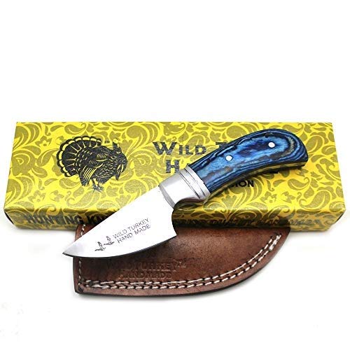 Wild Turkey Handmade Collection 6.25" Fixed Blade Hunting Knife w/Genuine Leather Sheath (Wood)