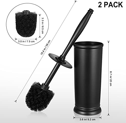 Toilet Bowl Brush Holder Set: 2 Pack Modern Deep Cleaning Bathroom Toilet Scrubber with Caddy for Rv - Rim Decorative Accessories Cleaner Brushes for Toilet - Black
