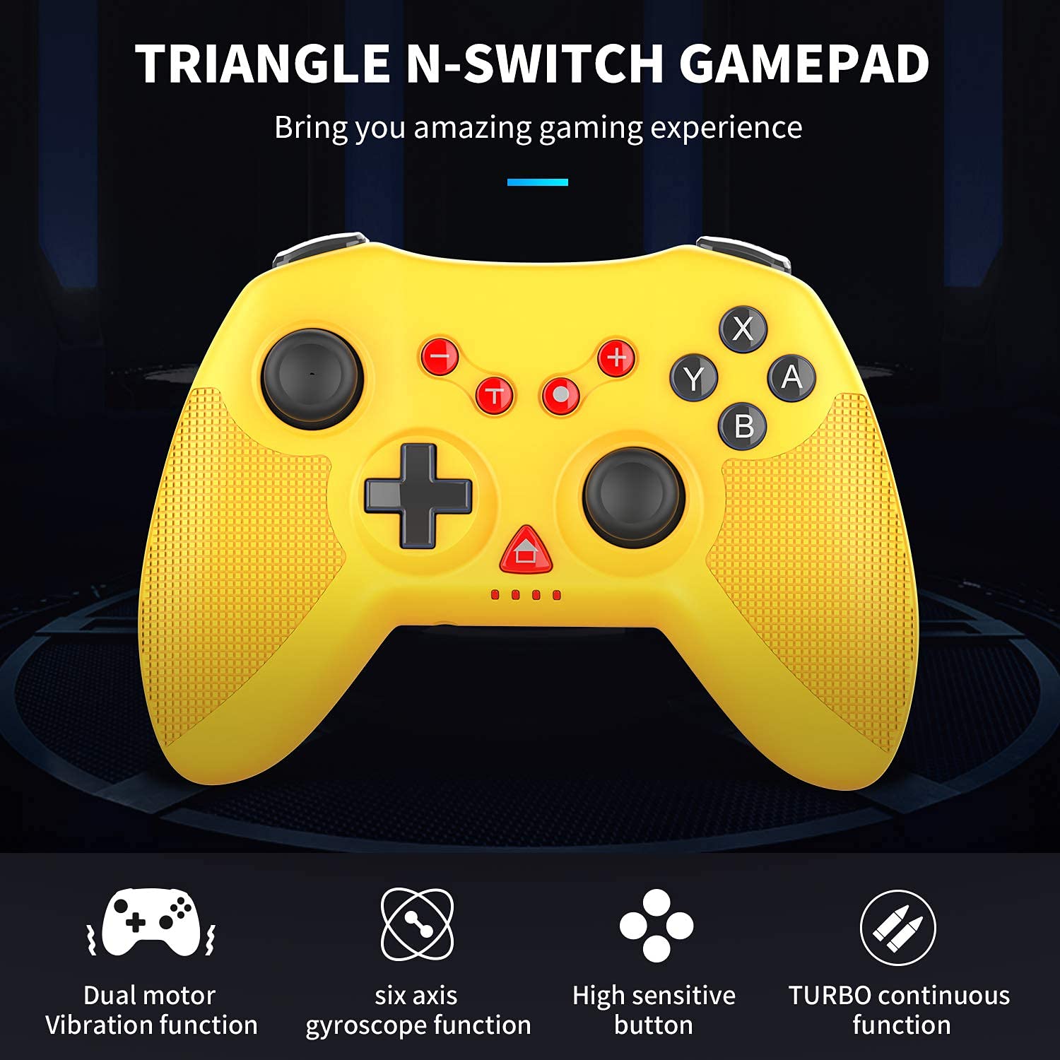 Wireless Pro Controller for Switch/Lite,STOGA Gamepad with Auto Turbo,Extra Controller with Motion Control for Cute Switch Controller,Yellow