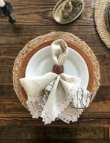 The Home Talk Rustic Round Tablemat Hand-Made Mats for Parties, Dining Table, Coasters Decorative Placemats Jute Natural Fibers, Pack of 4, 14’’ Round Diameter - Natural Jute