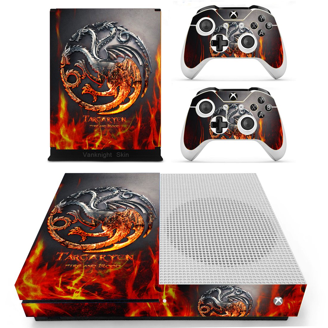 Vanknight Vinyl Decal Skin Stickers Cover for Xbox One S/Slim Console 2 Controllers