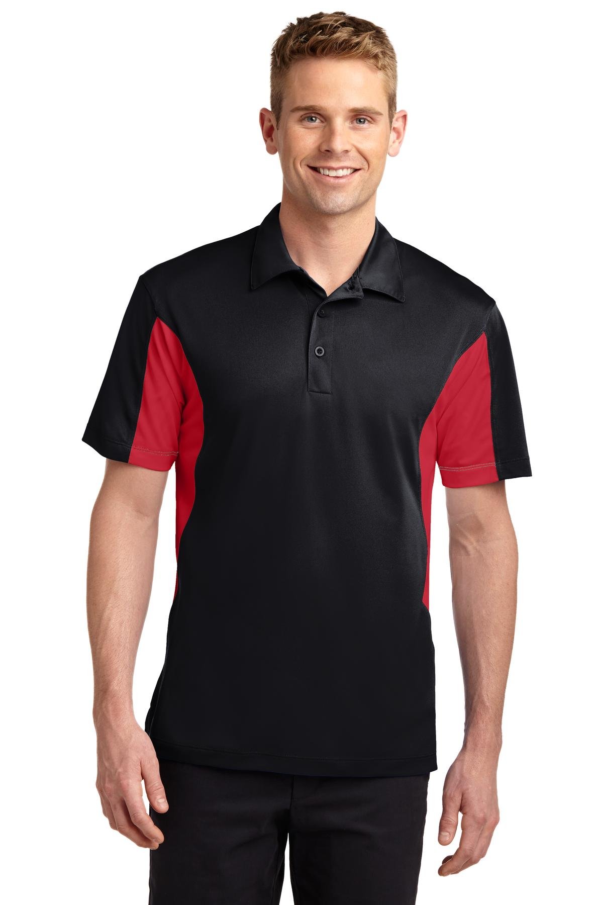 SPORT-TEK Side Blocked Micropique Sport-Wick Polo F20 Black/True Red