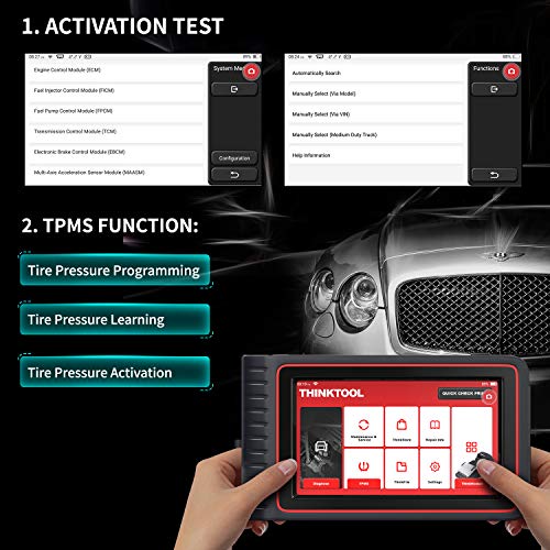 THINKCAR Thinktool Full Founction Bi-Directional Diagnostic Scan Tool, Newest 34 Reset Services OE-Level All Systems OBD1 OBD2 Scanner, Key Programming, ECU Coding for All Cars