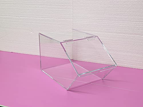 Storage containers hinge lid stackable clear acrylic product bins dispensers 2 pack