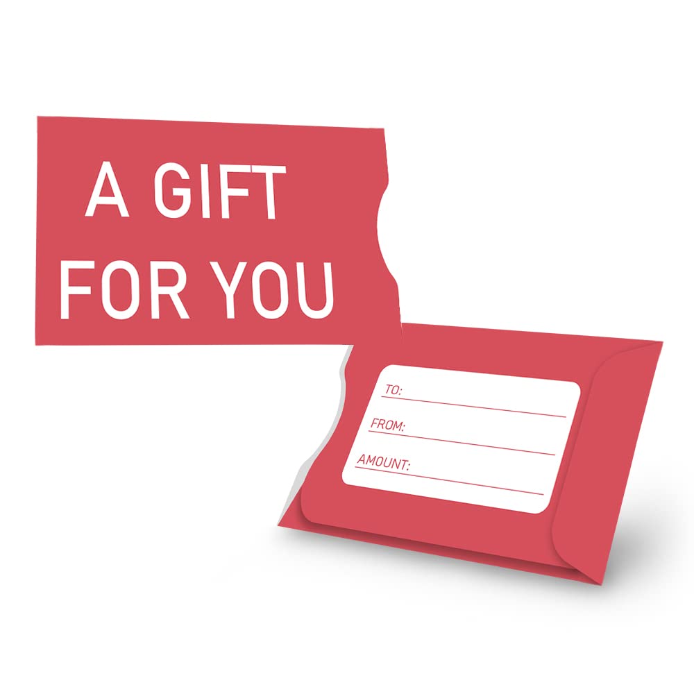 Swipe It Gift Card Holder Sleeves Paper 100 Pack Bulk for Christmas, Holiday, Birthday, Fathers Day, Housewarming, Wedding, Anniversary, Baby Shower, Spa, A Gift for You, Red
