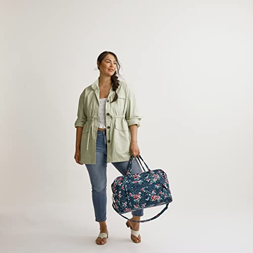 Vera Bradley Cotton Grand Weekender Travel Bag, Fresh-Cut Floral Green