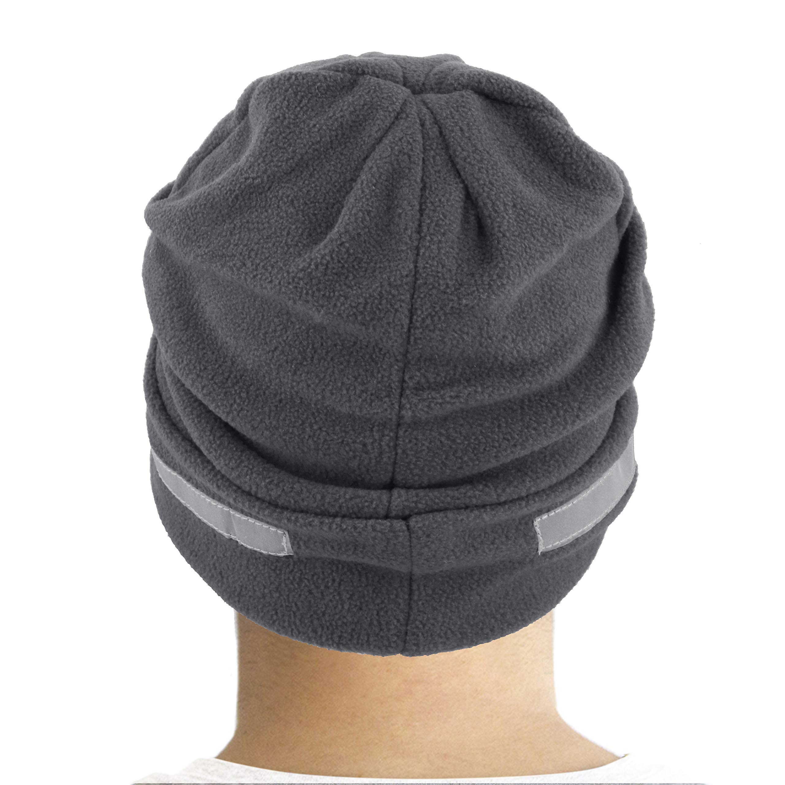 The Hat Depot Fleece Winter Beanie Hat Cold Weather Reflective Safety for Men & Women Performance Stretch (Charcoal)