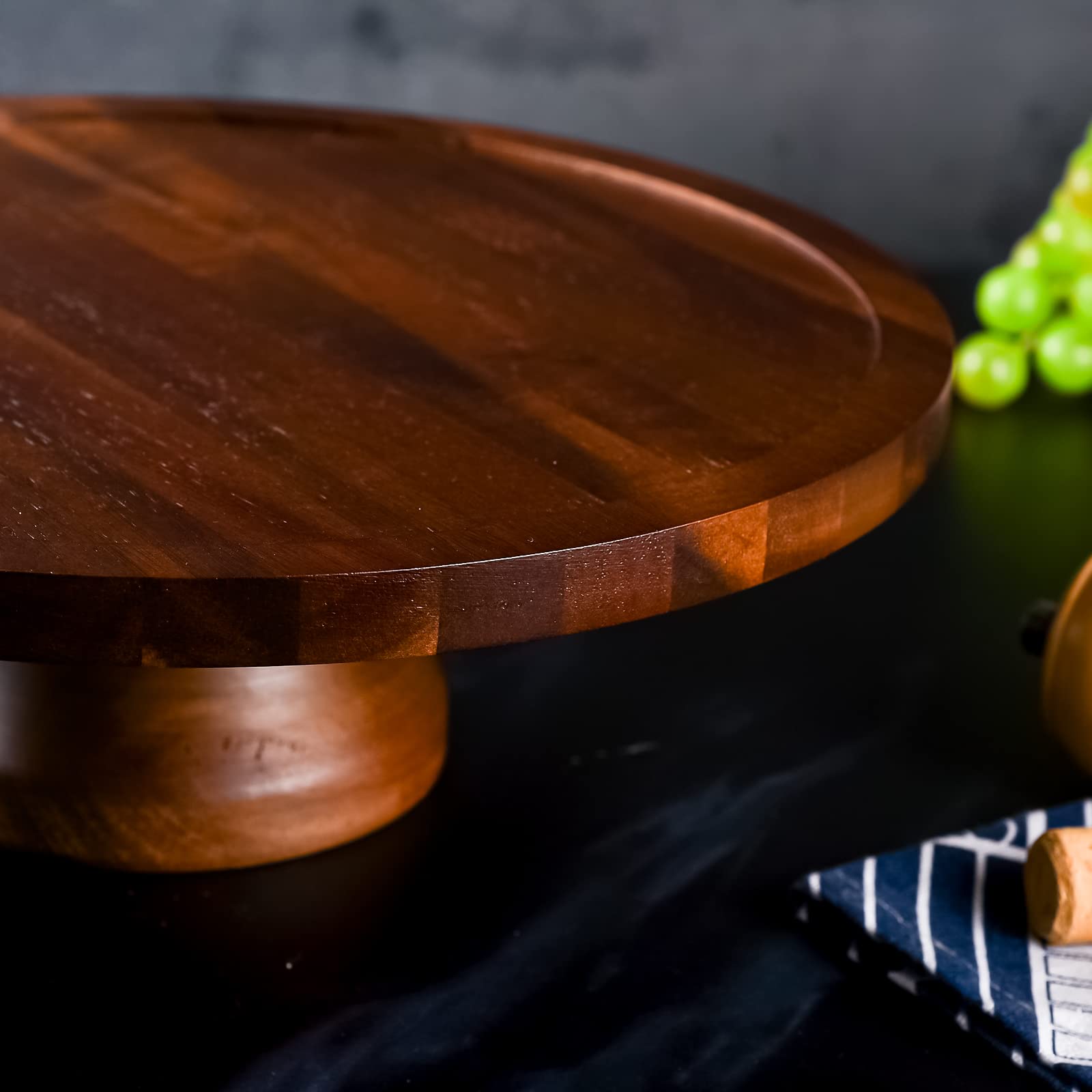 Wooden Cake Stand – 12-inch Wood Cake Stand – Durable Acacia Cake Display Stand for Cupcakes, Cookies – Rustic Brown Cake Stand for Birthday, Party, Wedding, Cake Display