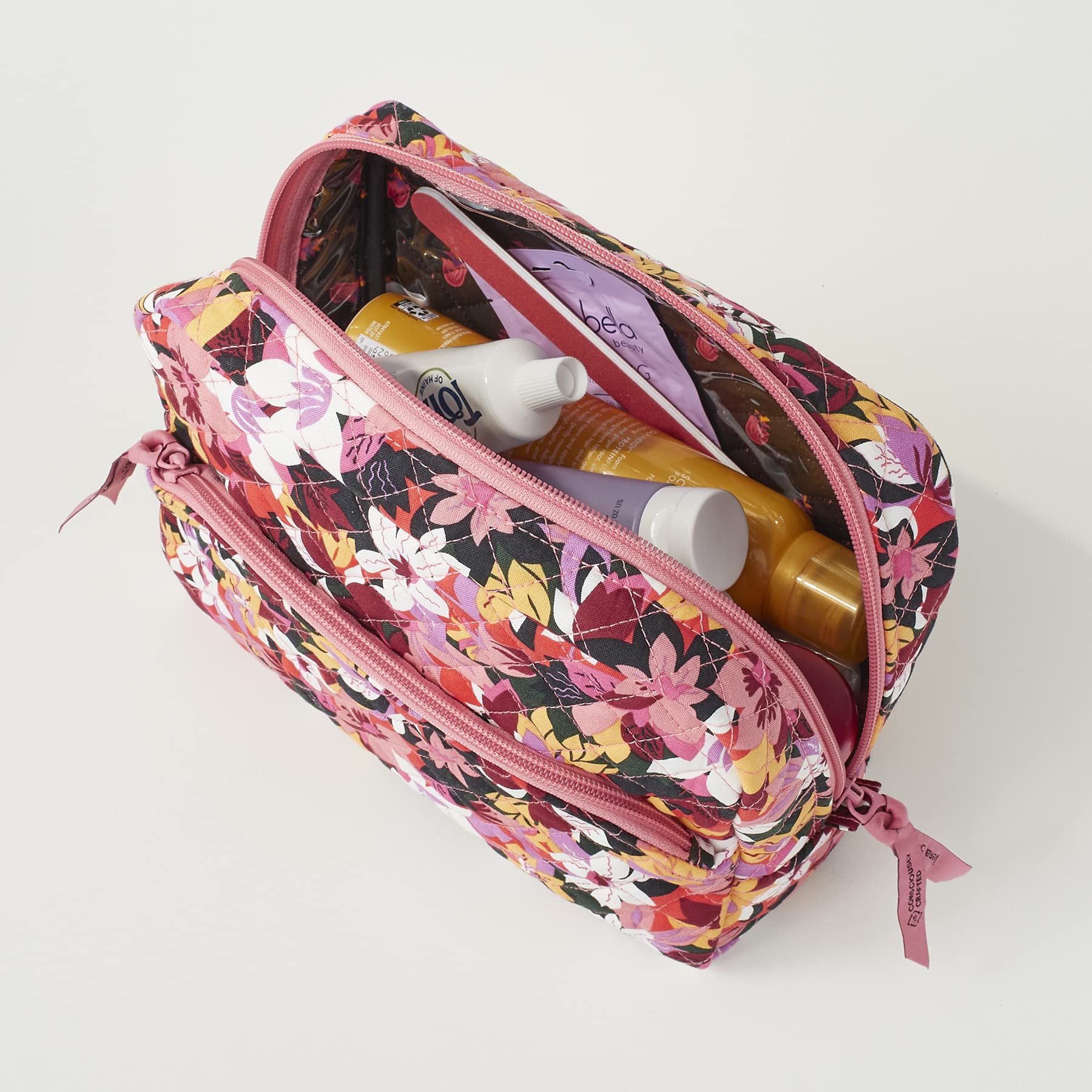 Vera Bradley Women's Performance Twill Large Cosmetic Makeup Organizer Bag, Twilight Garden, One Size