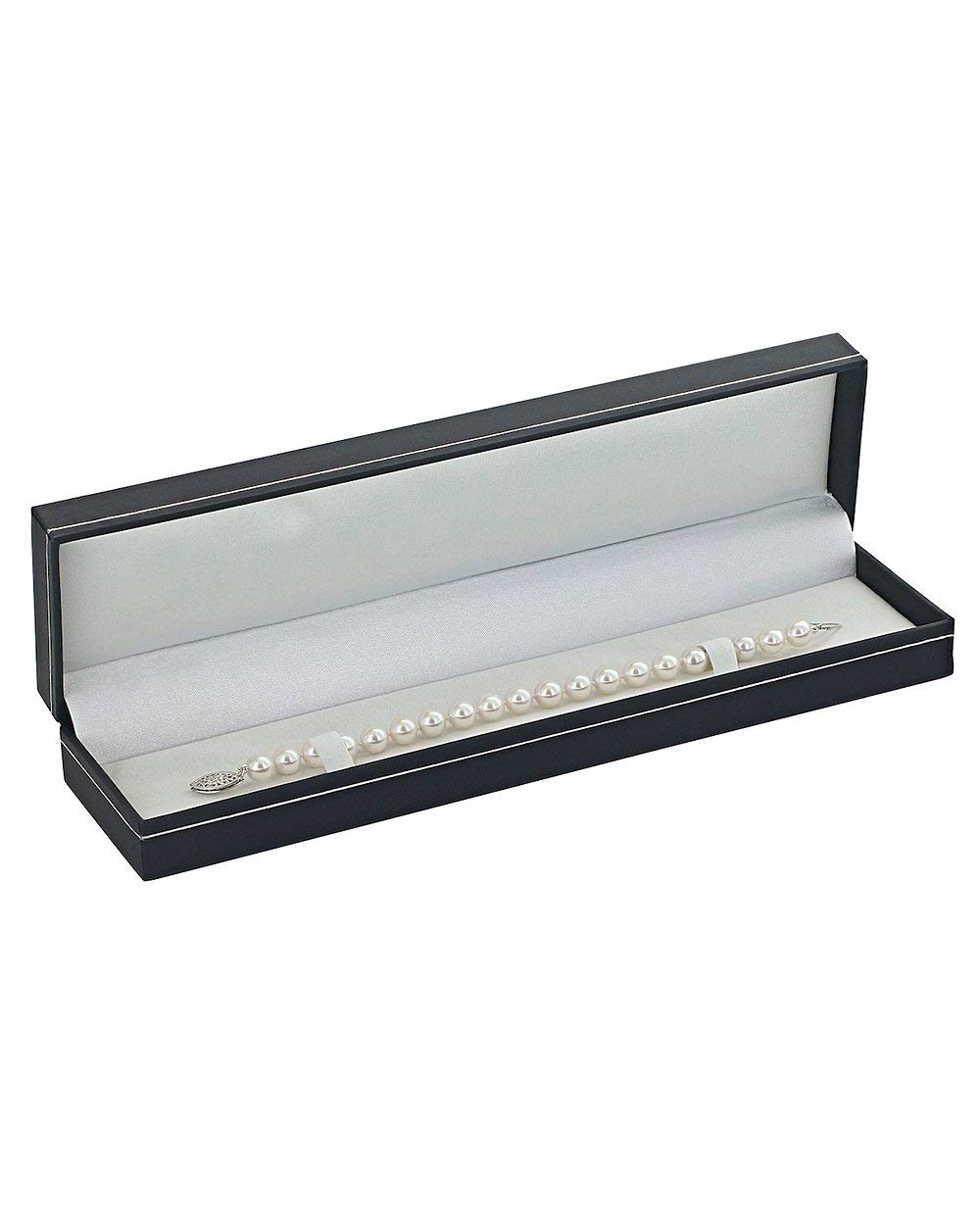 The Pearl Source 14K Gold 7-8mm AAA Quality Round White Freshwater Cultured Pearl Bracelet for Women