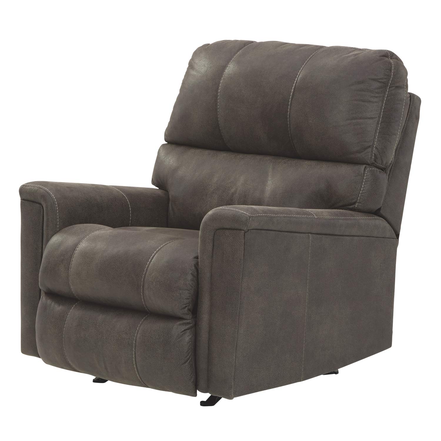 Signature Design by Ashley Navi Traditional Faux Leather Manual Rocker Recliner, Gray