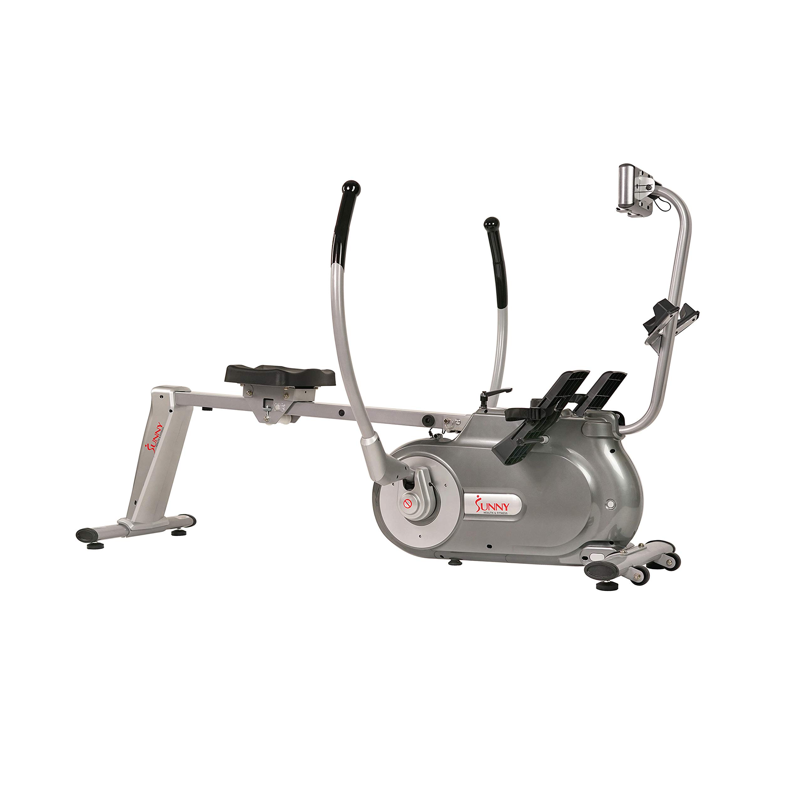 Sunny Health & Fitness Full Motion Magnetic Rowing Machine Rower with Advanced LCD Display, Elevated Seat, 265 LB Max Weight and Foldable - SF-RW5864