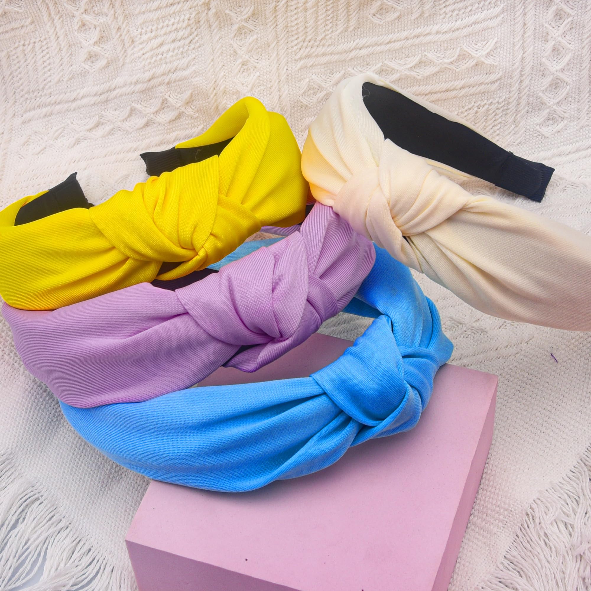 SIQUK 12 Pieces Top Knot Headband Satin Cross Knot Headband Twist Knot Headbands for Women