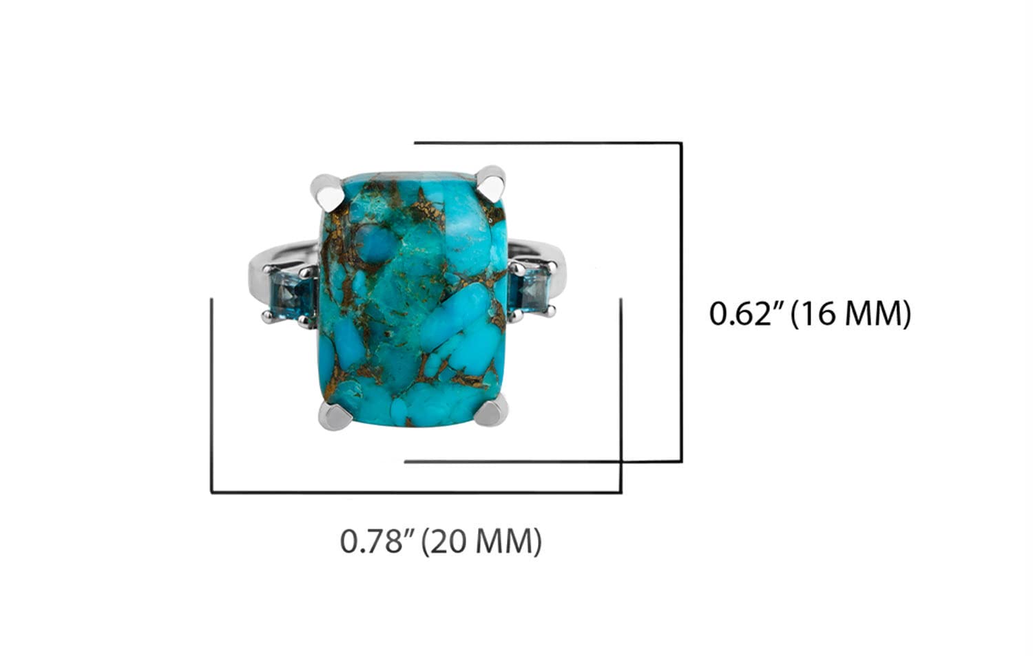 YoTreasure 11.18 ct. t.w. Larimar 3 Stone Ring .925 Sterling Silver