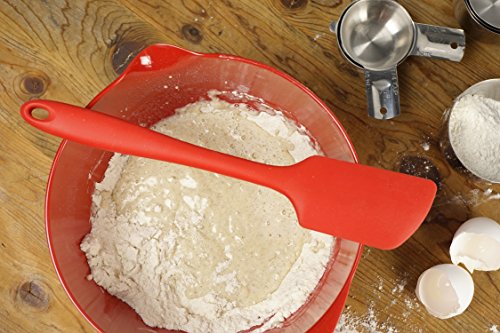 RSVP Ela Silicone Utensils, Spoon, Spatula, and Fork Set, Red