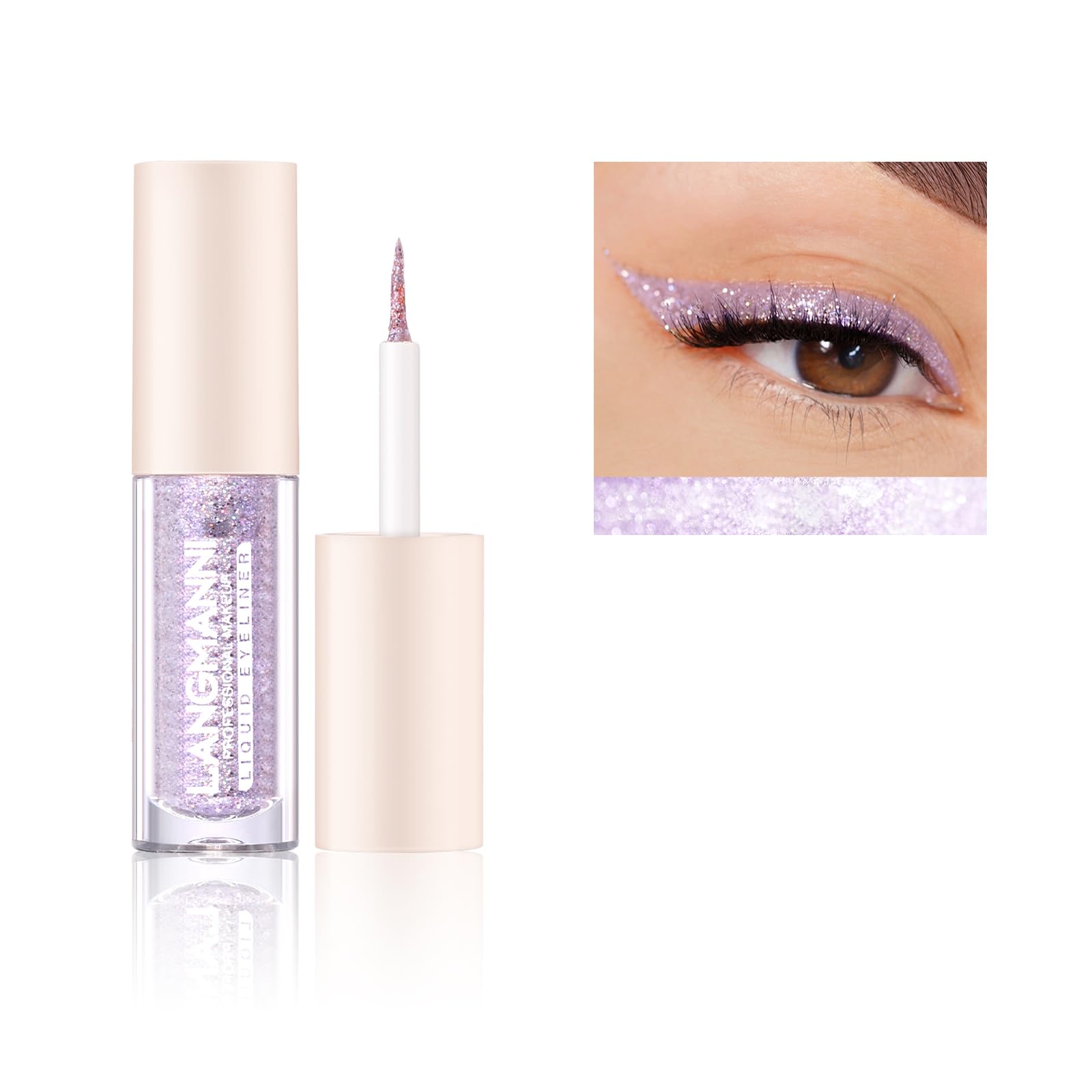 Quxunzzz Liquid Glitter Eyeshadow,Liquid Glitter Eyeliner Metallic Glitter Shimmer Eye Looks Waterproof Long Lasting Quick-Drying (Galaxy 04#)