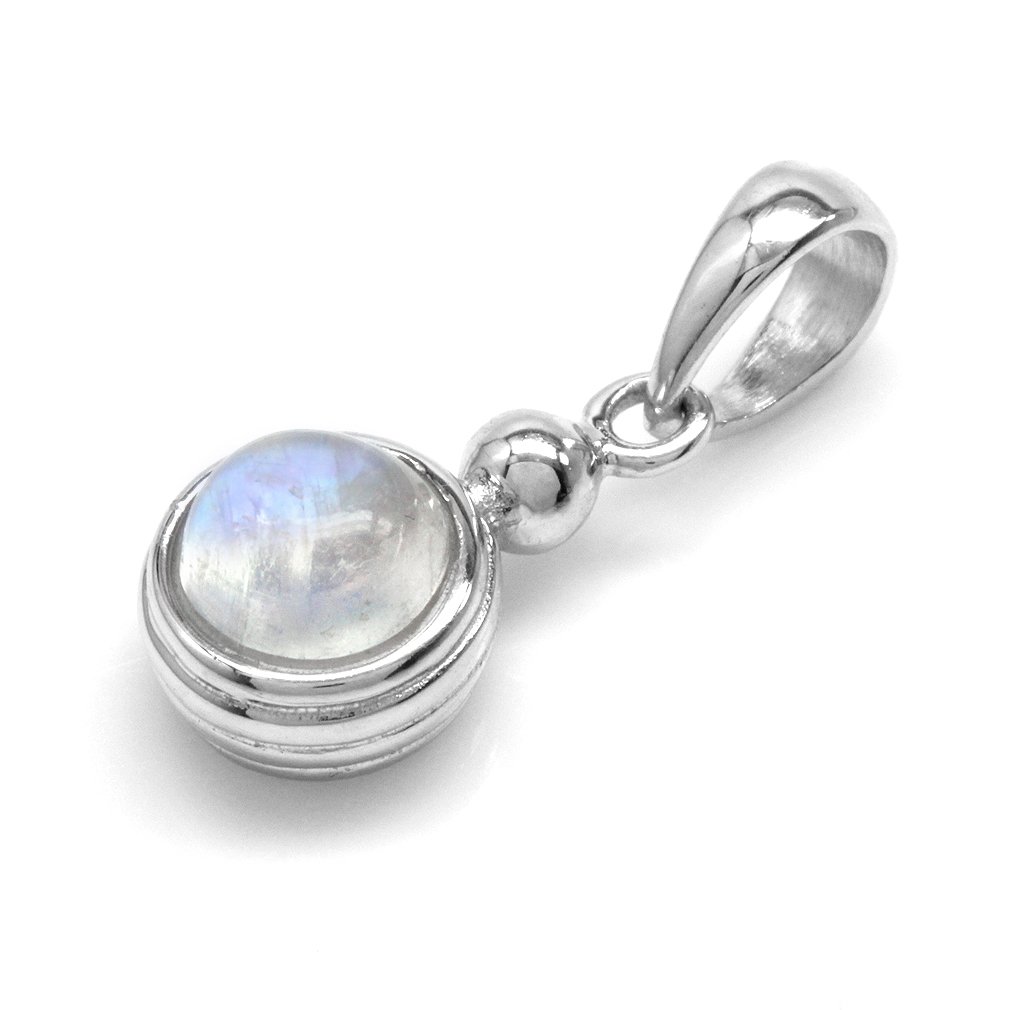 Silvershake 6mm Natural Moonstone 925 Sterling Silver Pendant with 18 Inch Chain Necklace