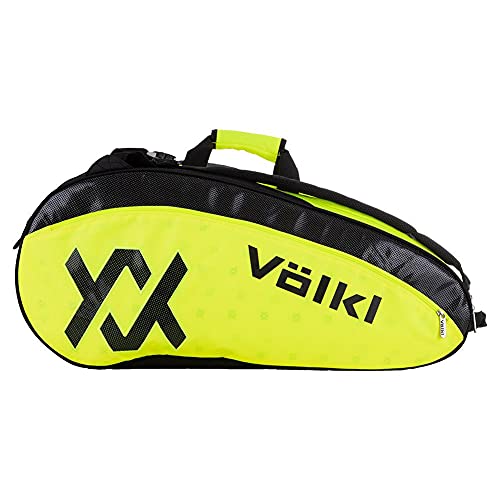 Volkl Tennis Combi Bag | Holds 6-9 Racquets | Shoe Pocket | Zippered Valuables Pocket | 32β L x 13β H x 11β W (Neon Yellow/Black)