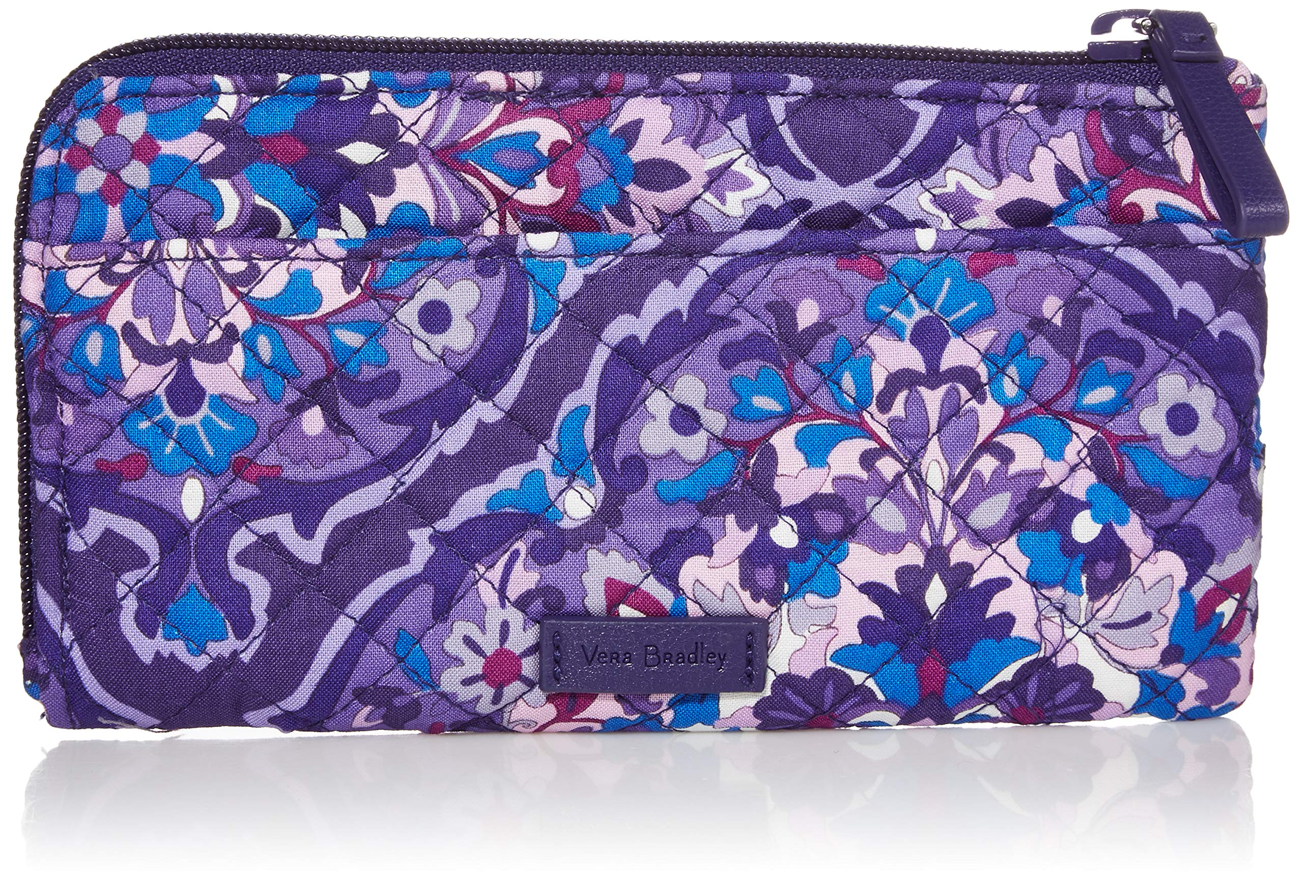 Vera Bradley Women's Cotton Ultimate Card Case Wallet With RFID Protection, Regal Rosette, One Size