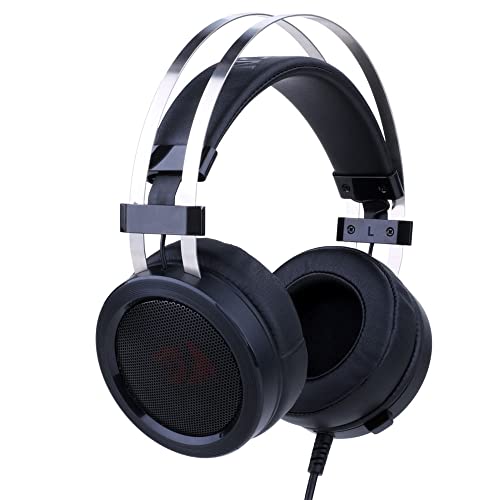 Redragon H901 Gaming Headset with Microphone for PC and Built-in Noise Reduction Works with Computer, Laptop, Tablet, Playstation 4, PS4, Xbox One (Stereo Adapter Included)