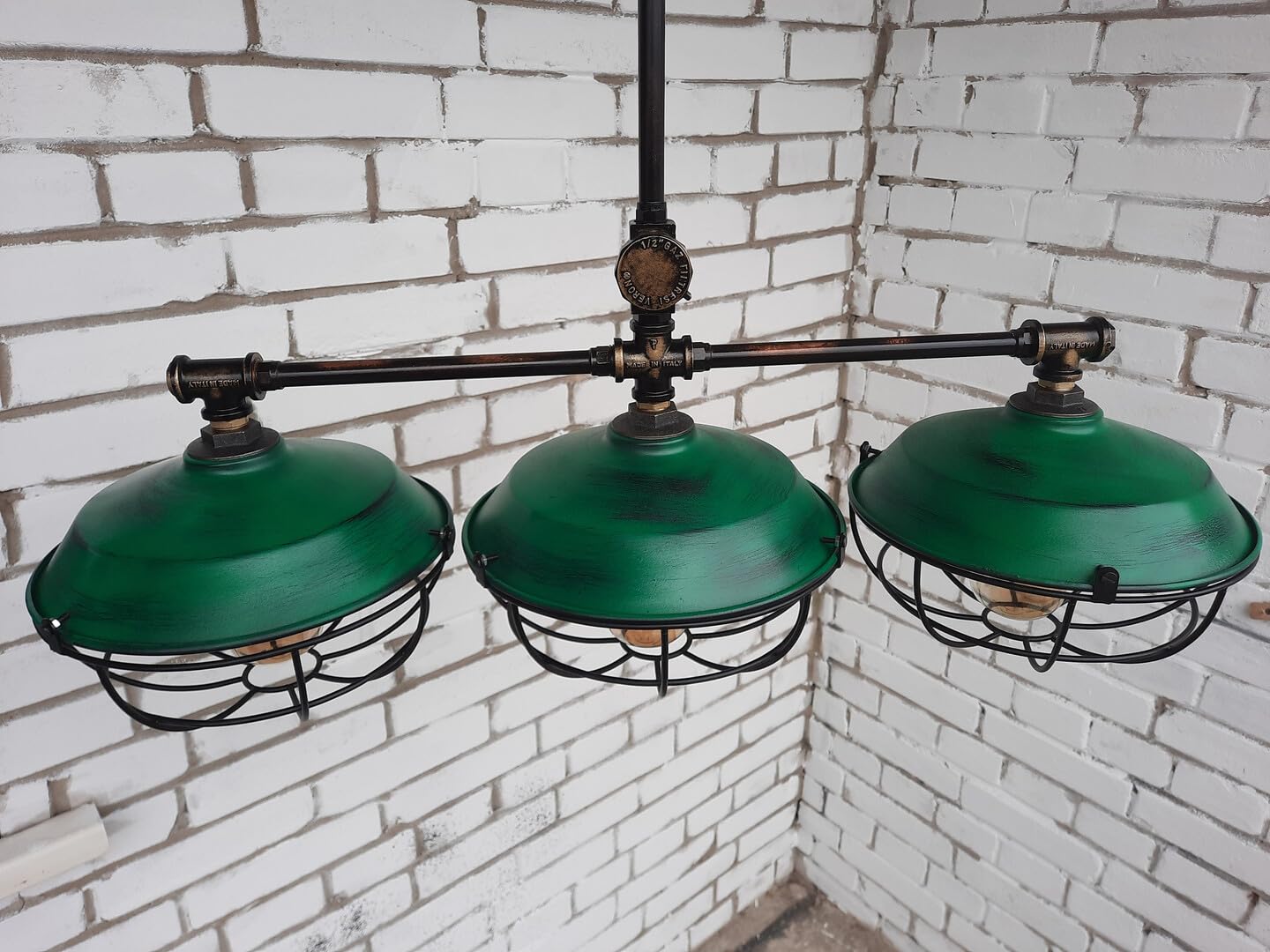 Rustic industrial pendant lamp. Steampunk lamp. Ceiling pendant lighting