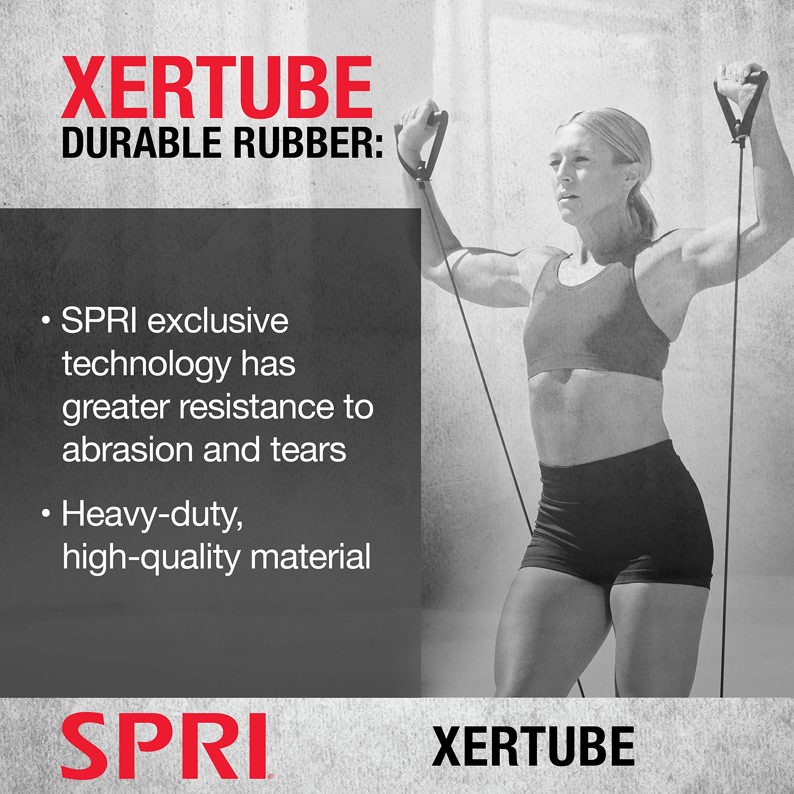 SPRI Xertube Resistance Bands with Handles β All Exercise Cords Sold Separately with Home Gym Workout Fitness Door Anchor Attachment Option