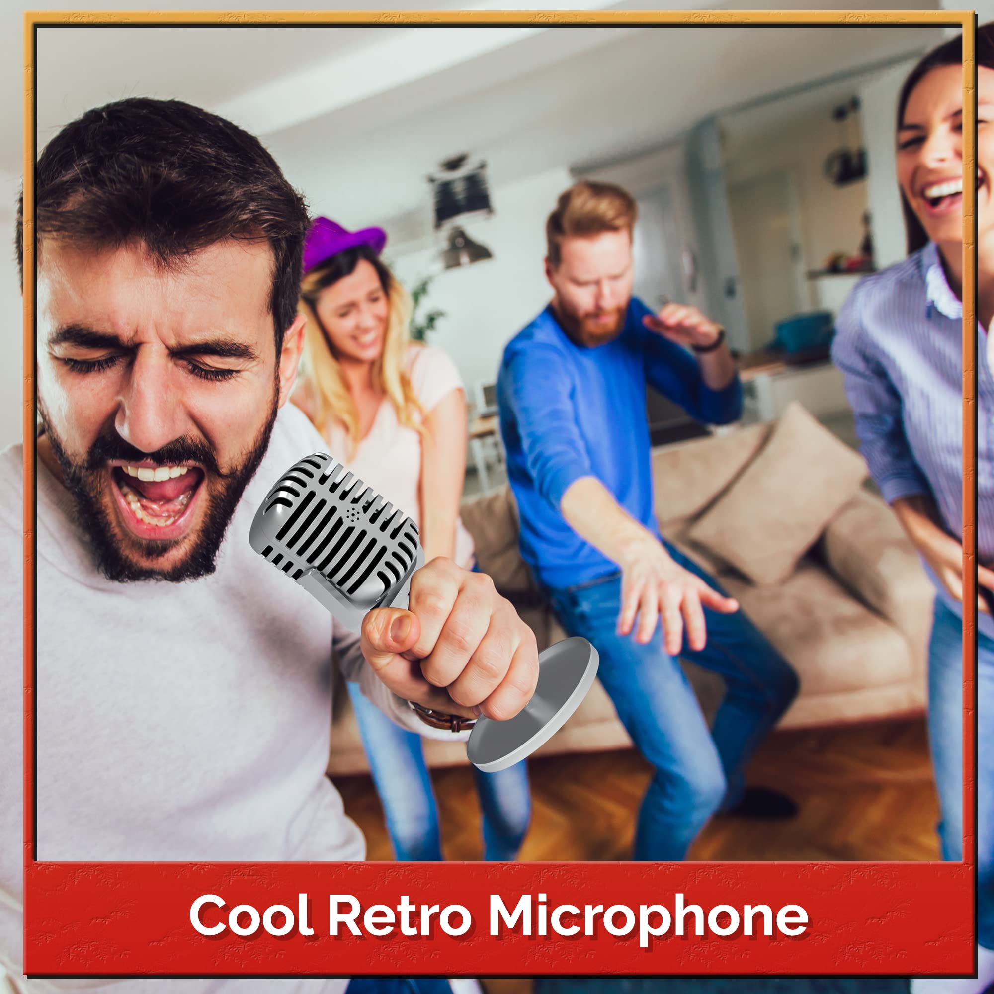 Vintage Microphone Toy Prop with Stand - Retro Microphone Prop for Costume & Role Play as Anchorman Microphone Prop/Toy Microphone/Plastic Microphone/Prop Microphone/Play Microphone by All7s