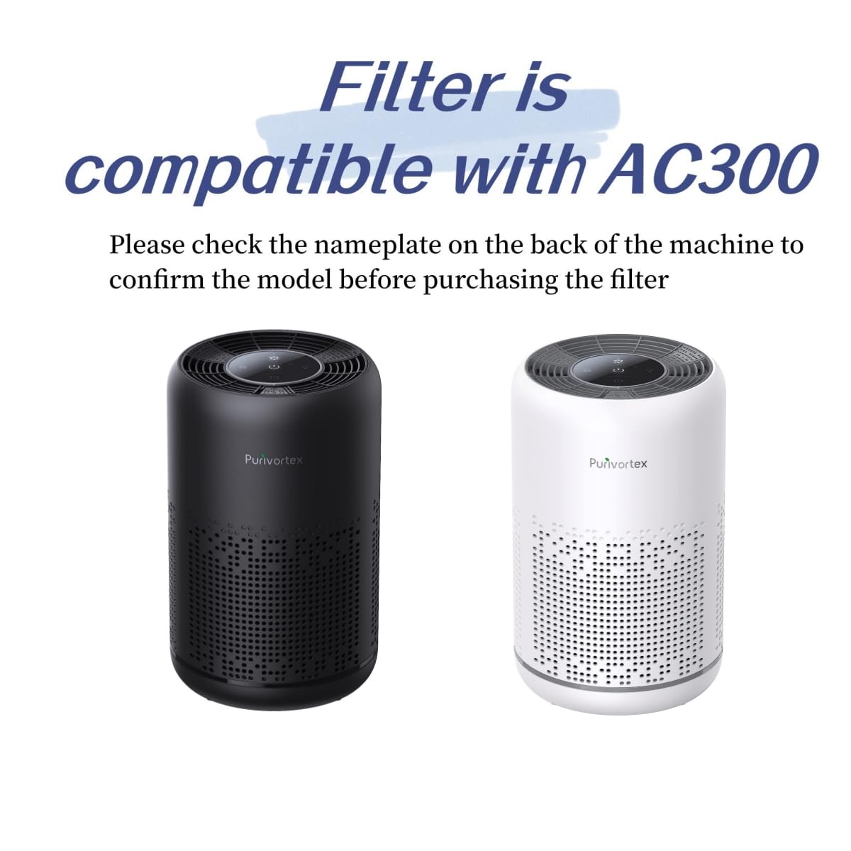 Replacement Filter for Purivortex AC300 Air Purifier, 3-in-1 True HEPA, High-Efficiency Activated Carbon
