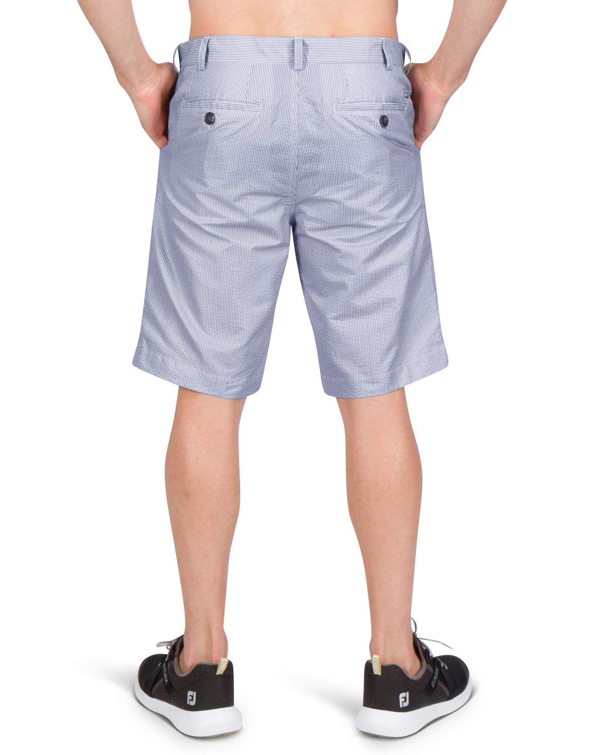 Three Sixty Six Seersucker Golf Short for Men - Quick Dry Casual Walk Shorts - 10 Inch Inseam Grey