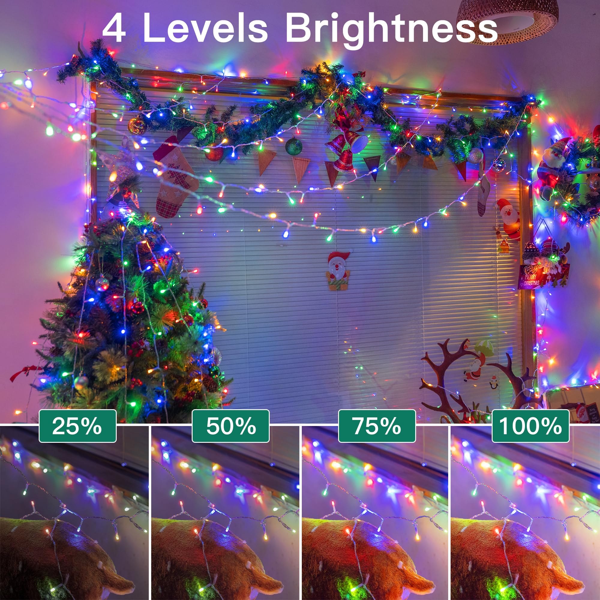 shineshine 197FT 600LED Christmas Lights Outdoor, Waterproof 8 Lighting Modes String Lights with Remote and Timer, Xmas Lights for Indoor Outside Party New Year House (Multicolor)