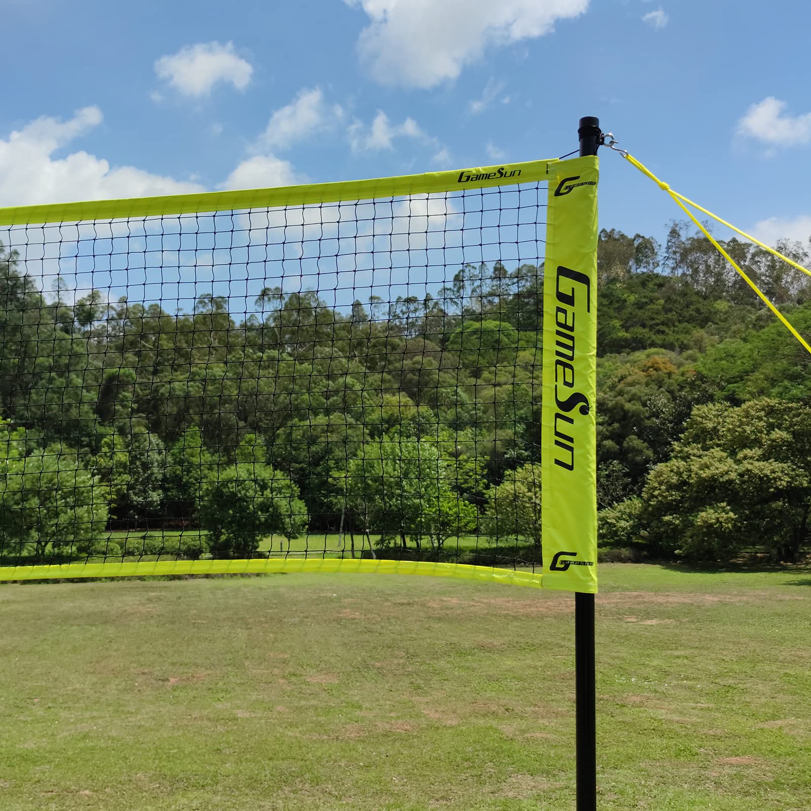 Volleyball Badminton Combo net Set for Backyard and Outdoor with Sleeve Net, 4 Pro Racquets, Nylon Carry Bag