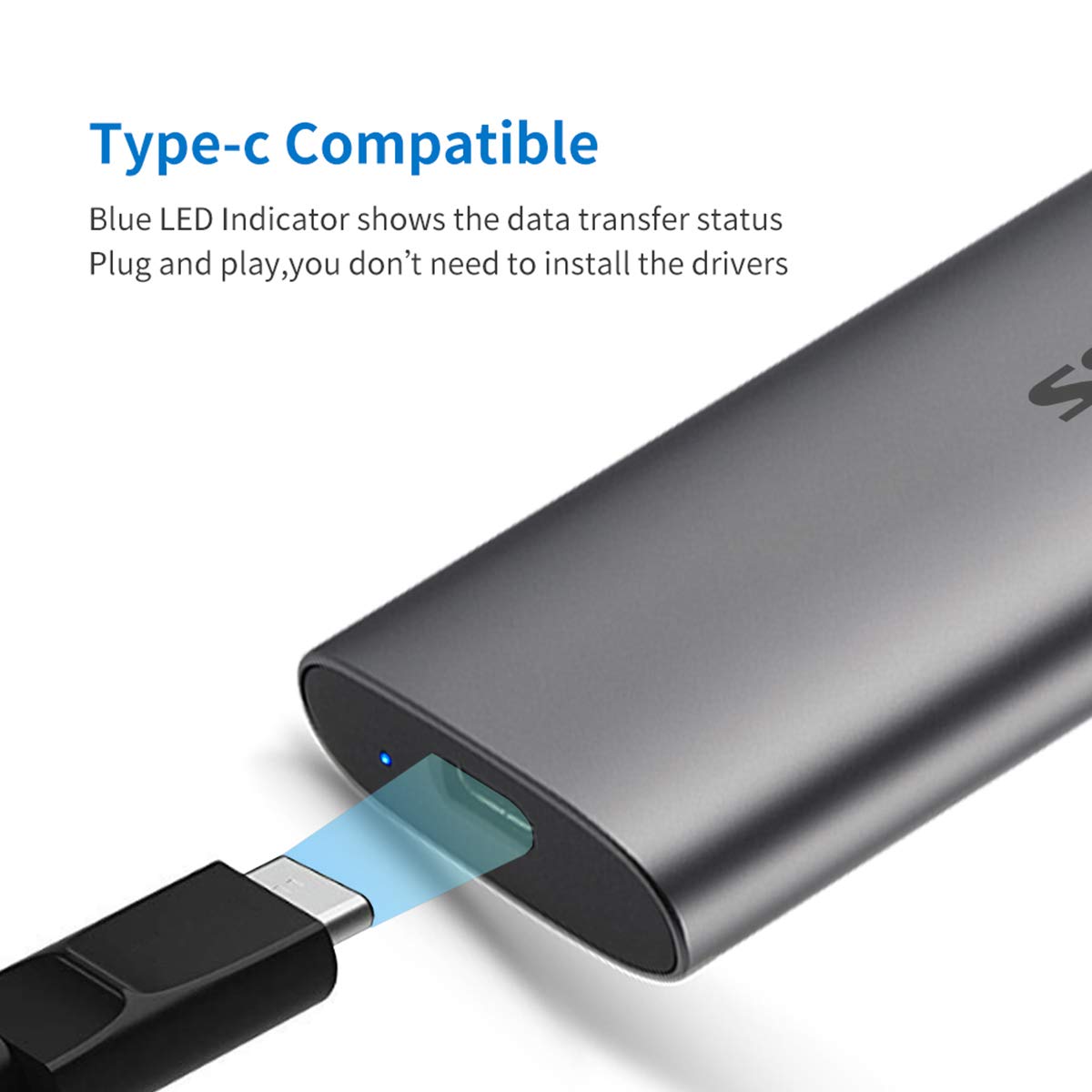 SSK 1TB Portable External SSD,USB3.2 Gen2(6Gbps) Ultra Speed External Solid State Drive USB-C Mini External SSD with 550MB/s Data Transfer for Laptop, Typc C Phones and More