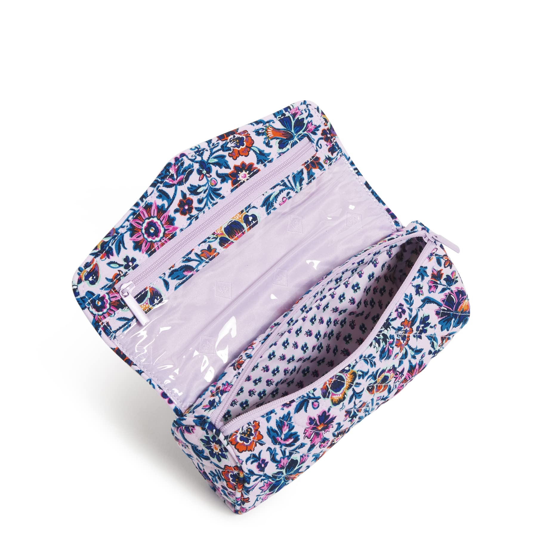 Vera Bradley Women's Cotton on a Roll Makeup Brush & Pencil Case, Rain Forest Canopy - Recycled Cotton, One Size