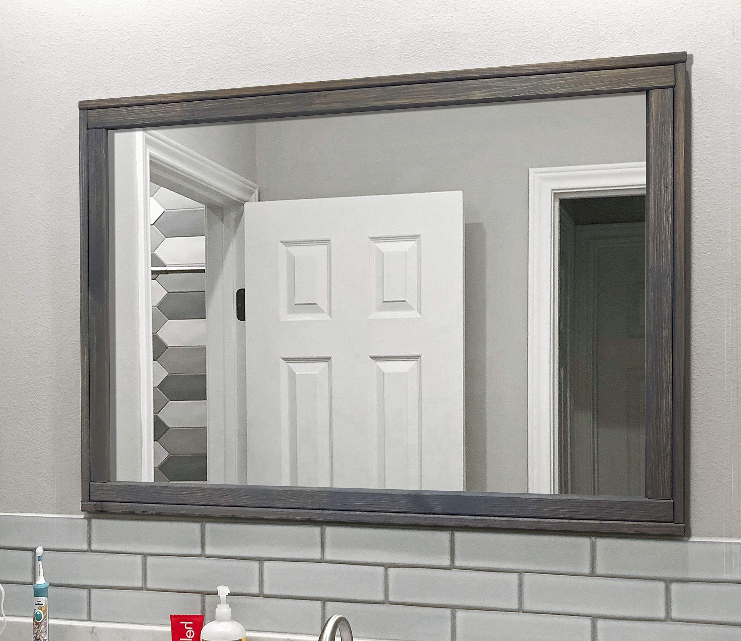 Sydney Rustic Mirror - Vanity Mirror, Bathroom Mirror, Farmhouse Decor, Wood Mirror, Large Mirror - 4 Sizes & 20 Colors - Classic Gray