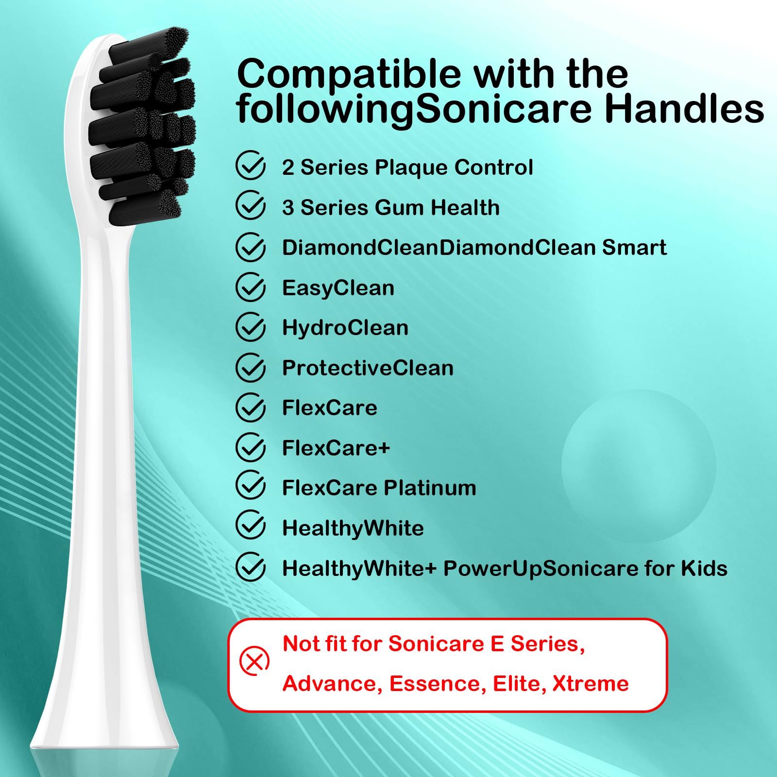 Toothbrush Replacement Heads for Philips Sonicare : Charcoal Toothbrush Heads Compatible with C1-C2-C3 Electric Brush Head(Click-on/Snap-on)